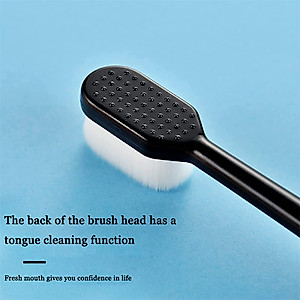 AUGESTPO 2022 BREVI Nordic-Inspired Premium Nano Toothbrush, Adult Extra Soft Toothbrush with 20000 Soft Bristles,Nano Toothbrush for Sensitive Gums (Black+White-Wave Head),5 Piece Set