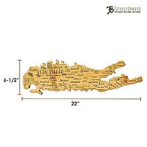 Totally Bamboo Destination Long Island Shaped Serving and Cutting Board, Includes Hang Tie for Wall Display