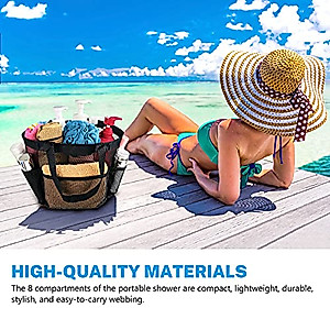 8 Pocket Mesh Shower Caddy Basket Portable, Toiletry Caddy Organizer for Bathroom College Dorm Room, Gym, Showers, Swimming, Travel Essentials and for Bathroom Accessories (Black)