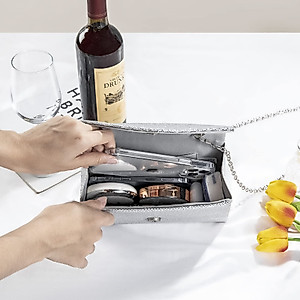 GEGELE Women's Sparkly Evening Bags Glitter Rhinestone Clutch Purse for Party Prom Wedding (Silver)