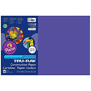 Tru-Ray® Construction Paper, Purple, 12" x 18", 50 Sheets Per Pack, 5 Packs