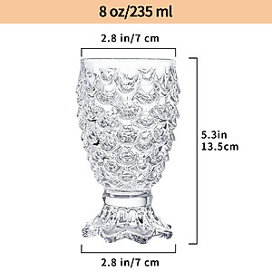 INFTYLE Set of 6 Pineapple Cocktail glasses Vintage glassware Whiskey Glasses Classic Wine Drinking Glasses Mixed Drinkware Sets Gift for Men Women(8oz)