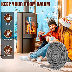 Wood Stove Door Gasket, 1" Wood Stove Gasket Rope Seal for Woodburning Stoves, Heat Resistance Fiberglass Gasket Replacement for Wood Stoves and Fireplaces(1" x 98" Rope)
