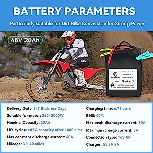 HAYAEnergy 48V 20Ah Ebike Battery LiFePo4 Battery Electric Scooter Battery with Fast Charger and 40A BMS for 250-2000W Motor on Ebike, Motorcycle and Electric Dirt Bikes