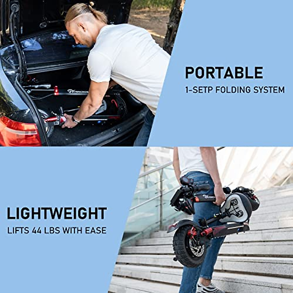 EVERCROSS Electric Scooter, Electric Scooter for Adults with 800W Motor, Up to 28MPH & 25 Miles, Scooter for Adults with Dual Braking System, Folding Electric Scooter Offroad with 10'' Solid Tires