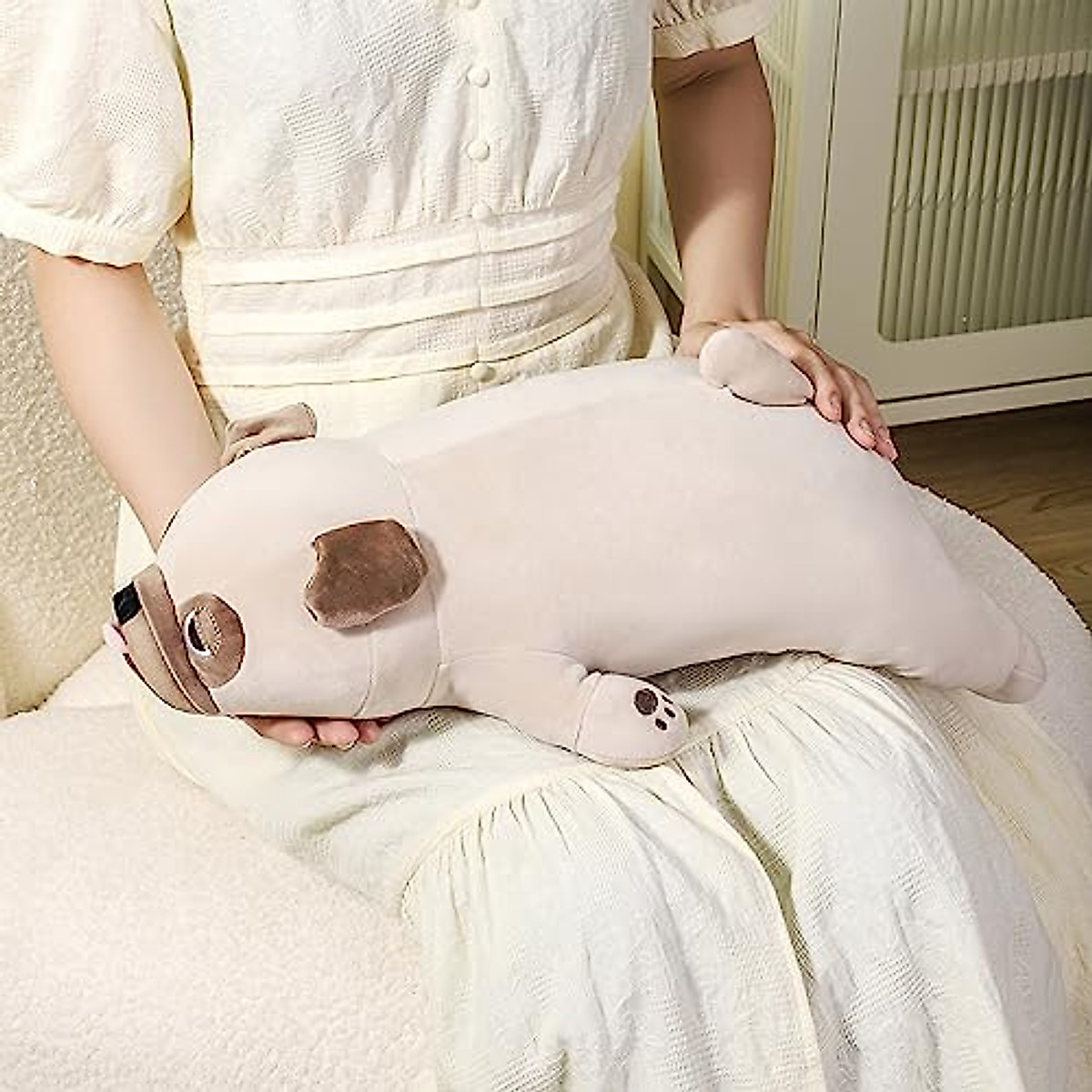 ZPIUU 15" 1.5 Lbs Weighted Pug Stuffed Animals, Lazy and Cute Pug Plush, French Bulldog Stuffed Animal Plush, Gift for Boys, Girls, Kids and Adults (15" 1.5 lbs)