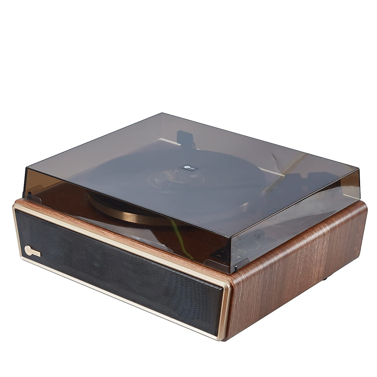 Arkrocket Huygens High Fidelity Bluetooth Record Player with Built-in Speakers Belt Drive Vinyl Turntable with Moving Magnet Cartridge, Bluetooth Input Output and Aux-in (Huygens Walnut)