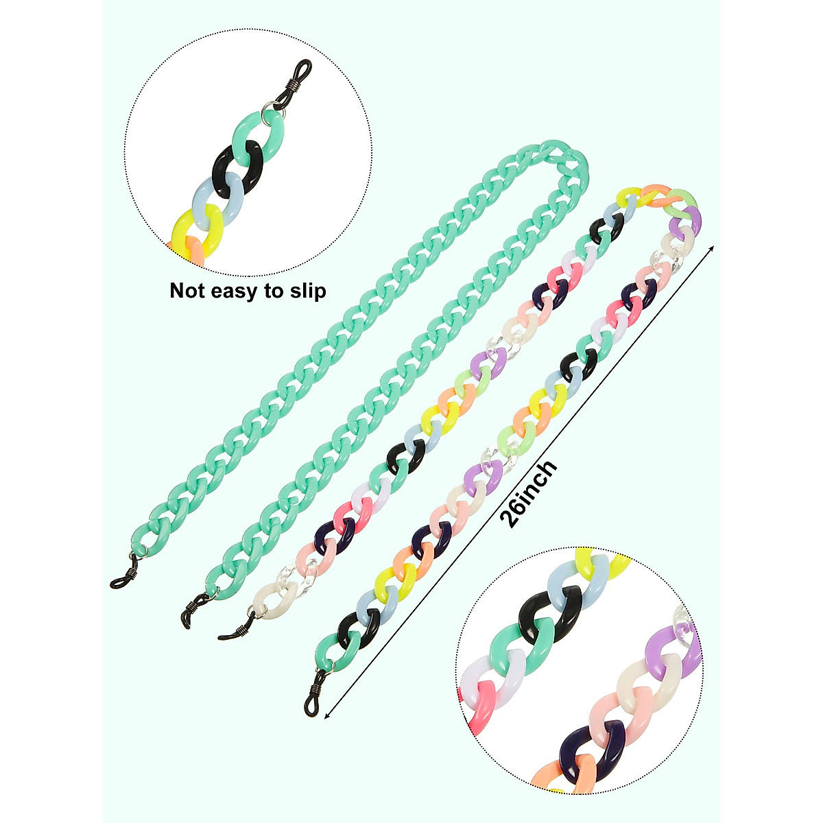 Frienda 9 Pieces Acrylic Eyeglass Chain Sunglasses Reading Strap for Women Men Eye Glasses Holder Necklace Around Neck Eyewear Retainer