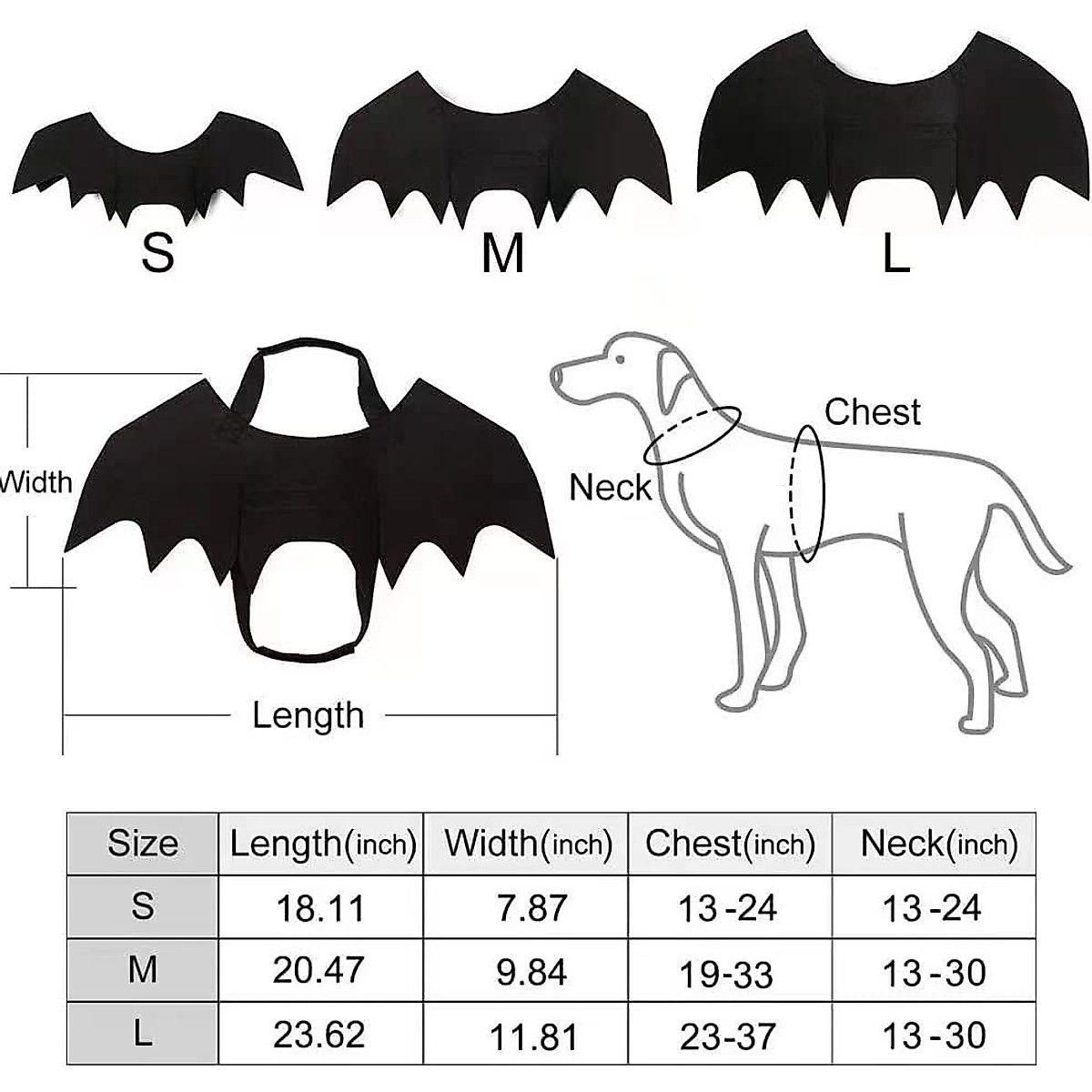Dog Bat Costume, Halloween Pet Costume Bat Wings Cosplay Medium Dog Dress Up Accessories for Party
