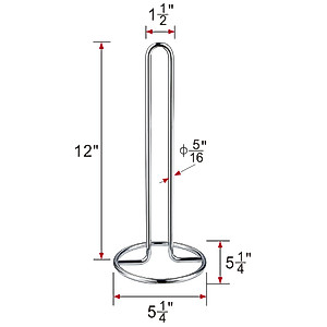 Vinobbi Paper Towel Rack Holder Simply Stand Use on Countertop, Kitchen and Bathroom, Chrome