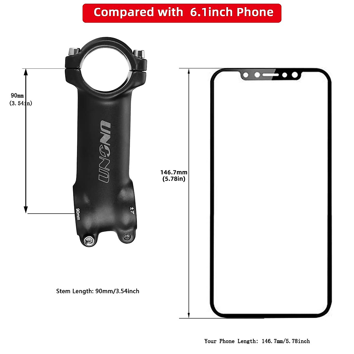 BESNIN Bike Stem mtb Stem 7 Degree 25.4mm/31.8mm 70mm/90mm/100mm Mountain Bike Stem Handlebar Stem for Cycling(Aluminum Alloy) (leidiao 7D*25.4 * 90)