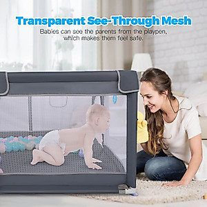 Baby Playpen 72” x 59”, CONMIXC Extra Large Playpen for Babies and Toddlers, Baby Gate Playpen, Baby Playyard, Baby Fence Play Area, Kids Activity Center with Gate Dark Gray