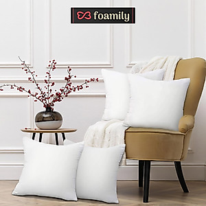 Foamily Throw Pillows Insert Set of 4 - 18 x 18 Insert for Decorative Pillow Covers - Made in USA - Bed and Couch Sham Filler