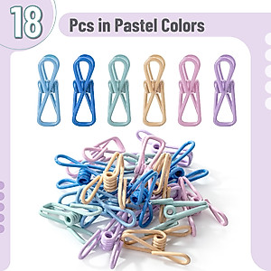 Mr. Pen- Chip Clips, 18 Pack, 2 Inch, Pastel Colors, Utility Steel PVC-Coated Clips, Bag Clips, Chip Clip, Metal Clips, Chip Bag Clip, Food Clips, Bag Clips for Food Storage, Food Bag Clips