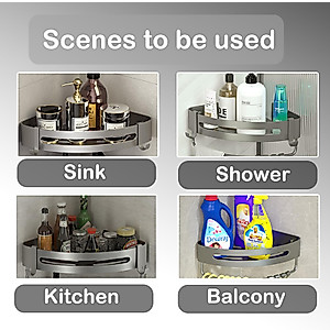 NAJIESUN Adhesive Shower Rack 3-Pack Large Capacity Rust-Proof Stainless Steel Bathroom Storage Rack, Toothpaste Storage Rack No Drilling Shelves (3-Piece Bathroom Storage Rack Set)