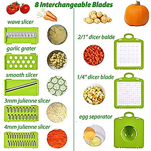 12 in 1 Vegetable Chopper, Heavy Duty Mandoline Slicer Potato Onion Chopper Food Chopper Veggie Chopper with Vegetable Peeler, Hand Guard and Container (Black)