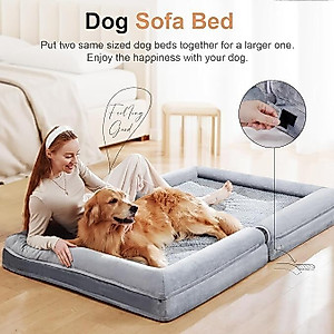 Large Dog Bed Orthopedic Washable: Beds Bolster XL Bed Large Big Dogs Memory Foam Couch Sofa Waterproof with Removable Cover