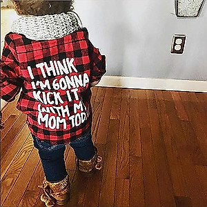 MERSARIPHY Toddler Baby Plaid Jacket Baby Boy Girl Button Down Shirt Tops Fall Winter Coat for Kid (Red Plaid, 6-12Months)
