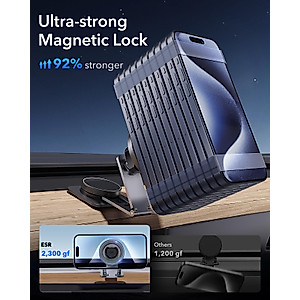 ESR for MagSafe Car Mount, Foldable Dashboard/Tesla Magnetic Car Mount,Tesla Touchscreen Car Phone Holder Mount, Magnetic Phone Holder for Car, for iPhone 15/14/13/12, Charging Not Supported, Grey