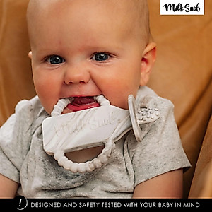 Milk Snob Calm 'n Cuddle Baby Teether - Car Seat Teether - Food-Grade Silicone - Baby Shower Teething Toy, Baby Essentials for 3+ Months - Easy to Clean - Designed in The USA (Cookies & Cream)