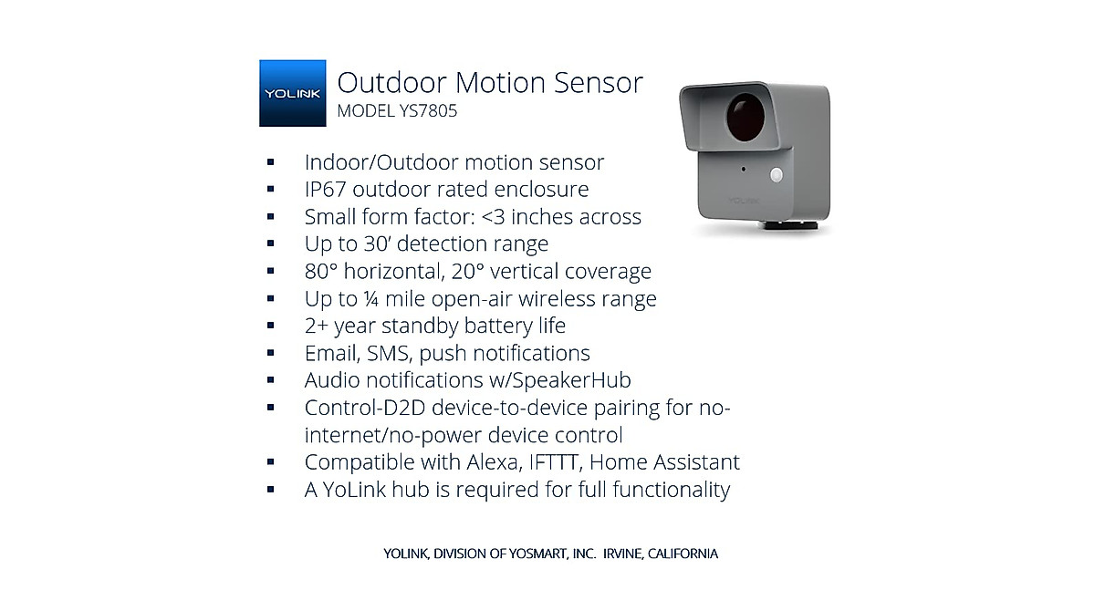 YoLink Smart Outdoor Motion Sensor Kit - Home Security