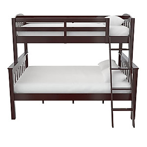 Dorel Living Airlie Solid Wood Bunk Beds Twin Over Full with Ladder and Guard Rail, Espresso