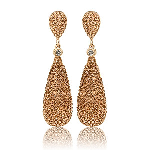 Moonstruck Costume Jewelry Women's Rose Gold Dangle Drop Studded Party Earrings