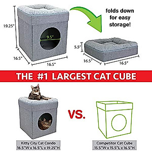 Kitty City Large Cat Bed, Stackable Cat Cube, Indoor Cat House/Cat Condo, Cat Scratcher
