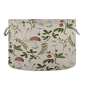 Kigai Cotton Rope Basket Mushroom Pattern Large Storage Basket for Toys Blanket Baby Laundry Basket for Nursery, Closet, Bedroom, Home Organization