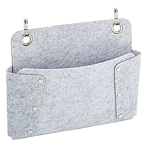 mDesign Soft Felt Over The Door Hanging Storage Organizer for Closets in Bedrooms, Hallway, Entryway, Mudroom - Hooks Included - Textured Print, 2 Pack - Light Gray/Chrome