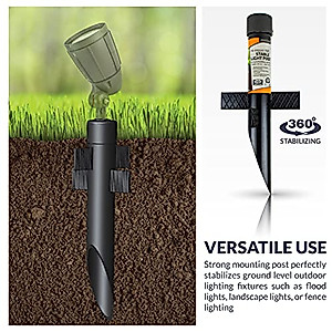 Newhouse Lighting MPOST17 2.5-Inch Outdoor Mounting Post with Cap and Stabilizing Wings for Landscape Flood Lights, Black, 17.63