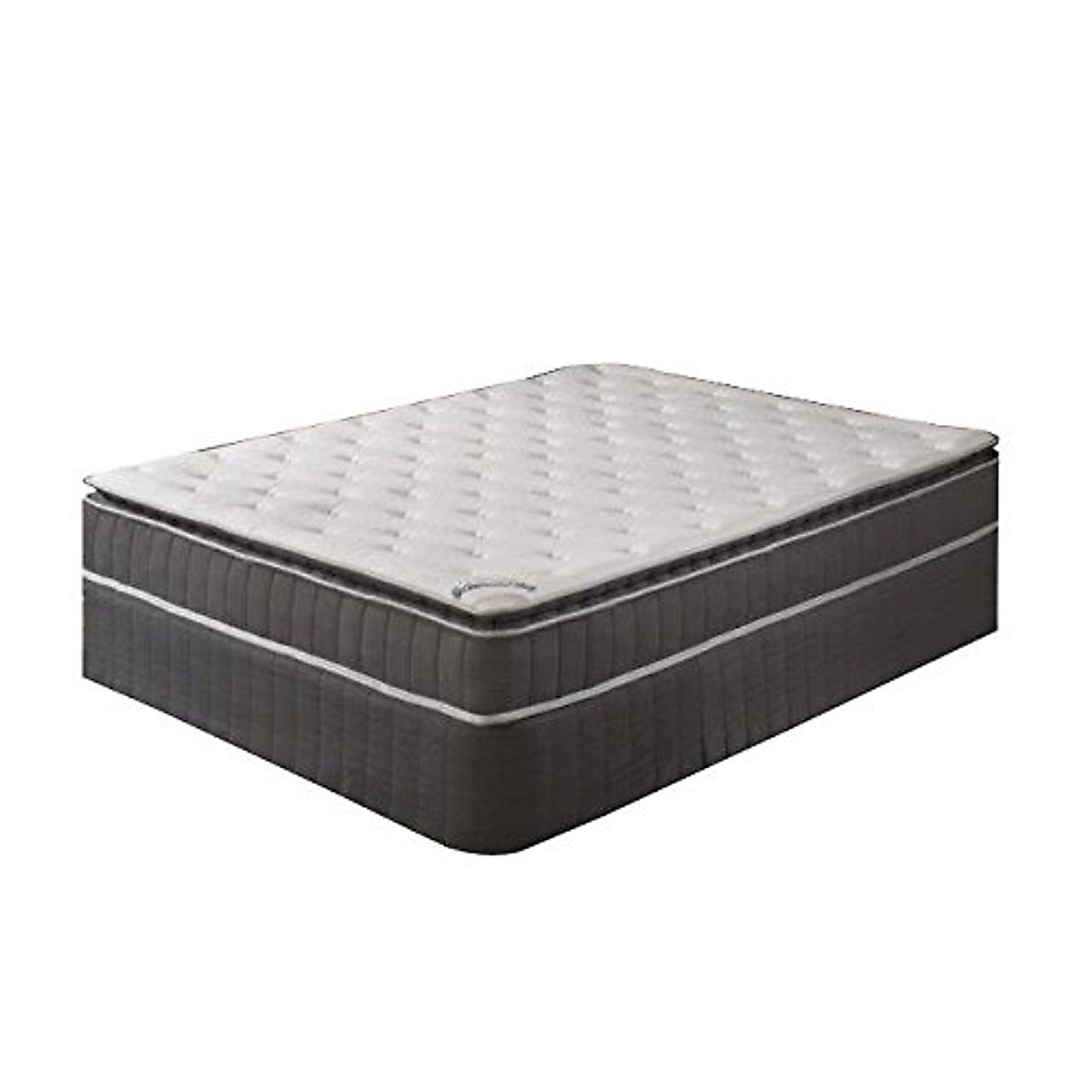 Pillowtop Pocketed Coil Hybrid Mattress and 4" Low Profile Wood Box Spring Foundation Set,