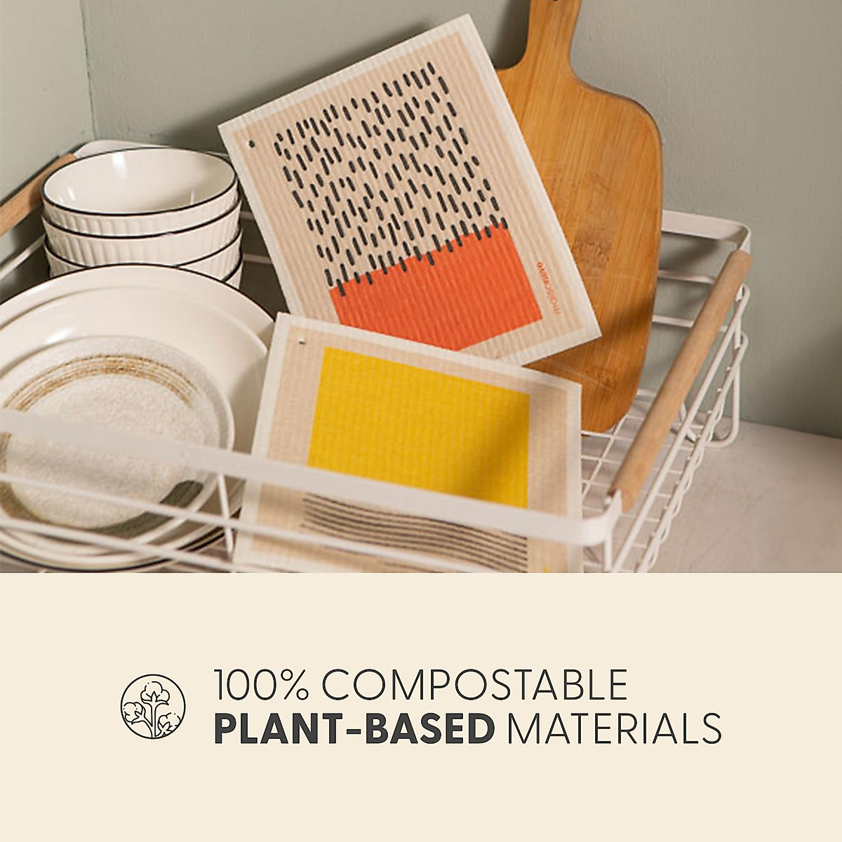 MAISONOVO Swedish Dishcloths | Swedish Dish Towels - Abstract Docle(B) Pack of 2 | Reusable Paper Towels | Reusable Dishcloths | Swedish Dishcloths for Kitchen