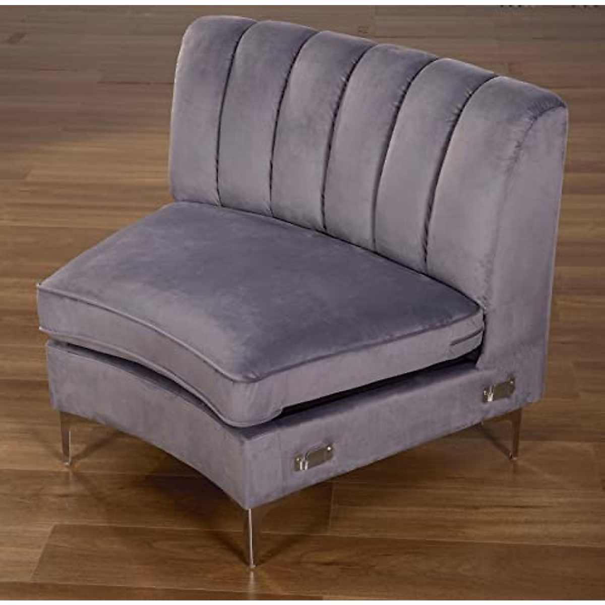 Legend Furniture Velvet Modular sectional Curved Round-Shaped Semi-Circular for Living Room Big Couches Sofas, 142", Grey