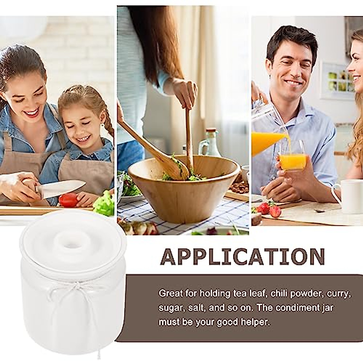 BESTonZON Ceramic Canister Ceramic Food Storage Jar Seasoning Pot Salt Pepper Jar Seal Lid Cute Candy Cookie Kitchen Canister Grease Container Sugar Bowl 500ml Ceramic Sugar Jar