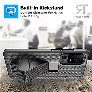 Rome Tech Belt Clip Phone Case for TCL 40 XL T608M 6.75" [2023] - Slim Heavy Duty Rugged Slide Hip Holster Cover with Kickstand Compatible with TCL 40XL - Black Dots