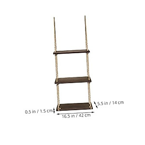 GREENADSCAPE 1 Set Wall Mount Hanging Shelves Home Decor Living Room Decor Bedroom Decor Shelf Storage Racks Swing Rope Farmhouse Shelves Wall Sundries Phone Holder Rope Floating Shelves Wood
