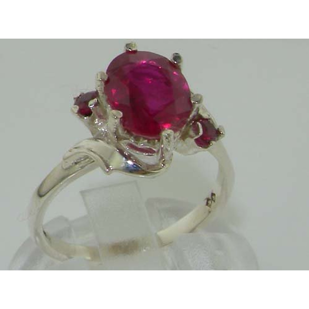 925 Sterling Silver Natural Ruby Womens Trilogy Ring - Sizes 4 to 12 Available