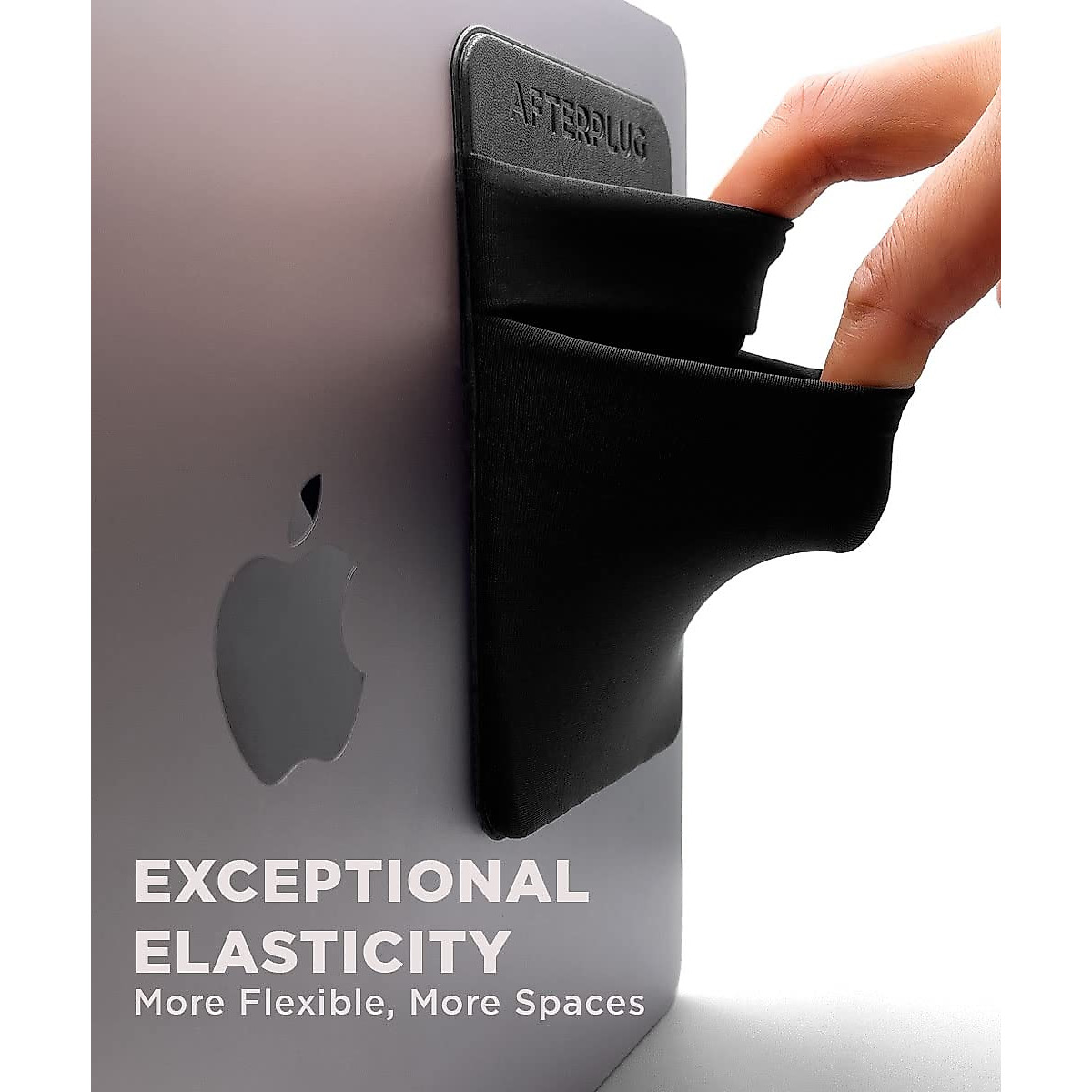 Afterplug 2-Pocket Pouch for Laptop with Reusable Adhesive, for Portable External SSD SanDisk, Samsung T7, Crucial X8, Apple Magic Mouse, Ledger Nano, USB Cable - Black