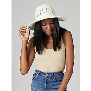 San Diego Hat Company Women's Cotton Crochet Hat with Scalloped Edge, UPF 50+, 4” Brim, Natural