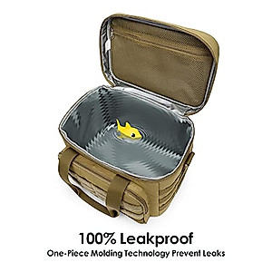 TACTICISM Tactical Lunch Box for Men, 30 Cans Leakproof Lunchbox, Insulated Lunch Bag Adult, Portable Soft Cooler Bag with Detachable MOLLE Pouch for Camping Fishing Beach Picnic Work, Brown