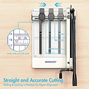 Paper Cutter 12 Inch, Heavy Duty Paper Cutter for A4 Paper, Guillotine Paper Cutter 400 Sheet Capacity, Solid Steel Construction