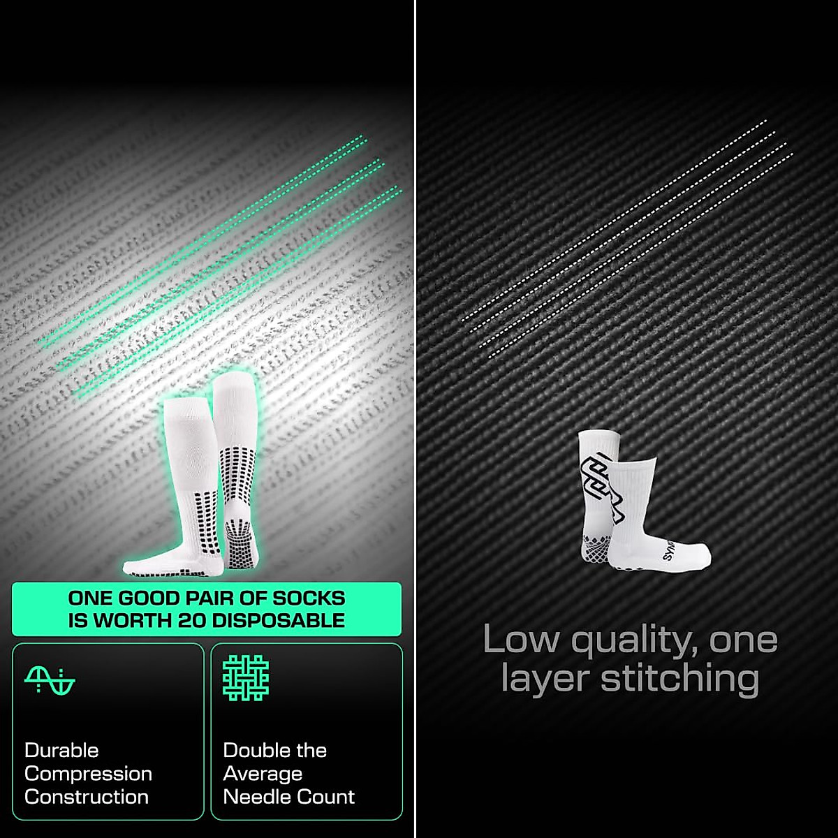 LUX Anti Slip Soccer Knee Socks,Non Slip Football/Basketball/Hockey Sports Grip Socks White