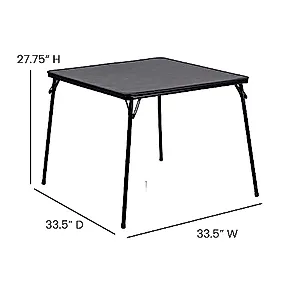 Flash Furniture Madelyn Folding Card Table - Black | Portable Square Table with Collapsible Legs