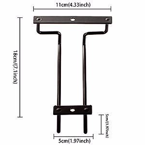 Dianoo 18 CM Black Wine Glass Rack, Under Shelf Wine Glasses Holder, Hanging Stemware Rack For Cabinet Kitchen Bar, Set Of 2