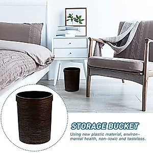 NUOBESTY Plastic Trash Can Bin Wastebasket Wood Grain Garbage Container for Bathroom Kitchen Laundry Room Home Office Dorms Rubbish Box 27. 5x21. 2x21. 2 cm Black