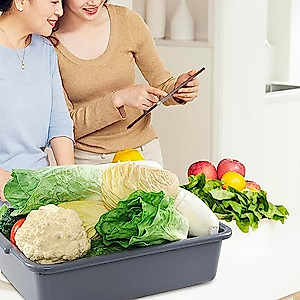 Drephia 4 Pack 13 L Utility Commercial Bus Totes, Plastic Wash Basin Bus Box, Gray