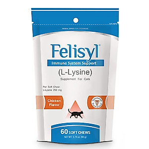Felisyl Immune System Support for Cats - Amino Acid L-Lysine - Produce Antibodies - Healthy Tissue, Respiratory Health, Vision - 60 Soft Chews