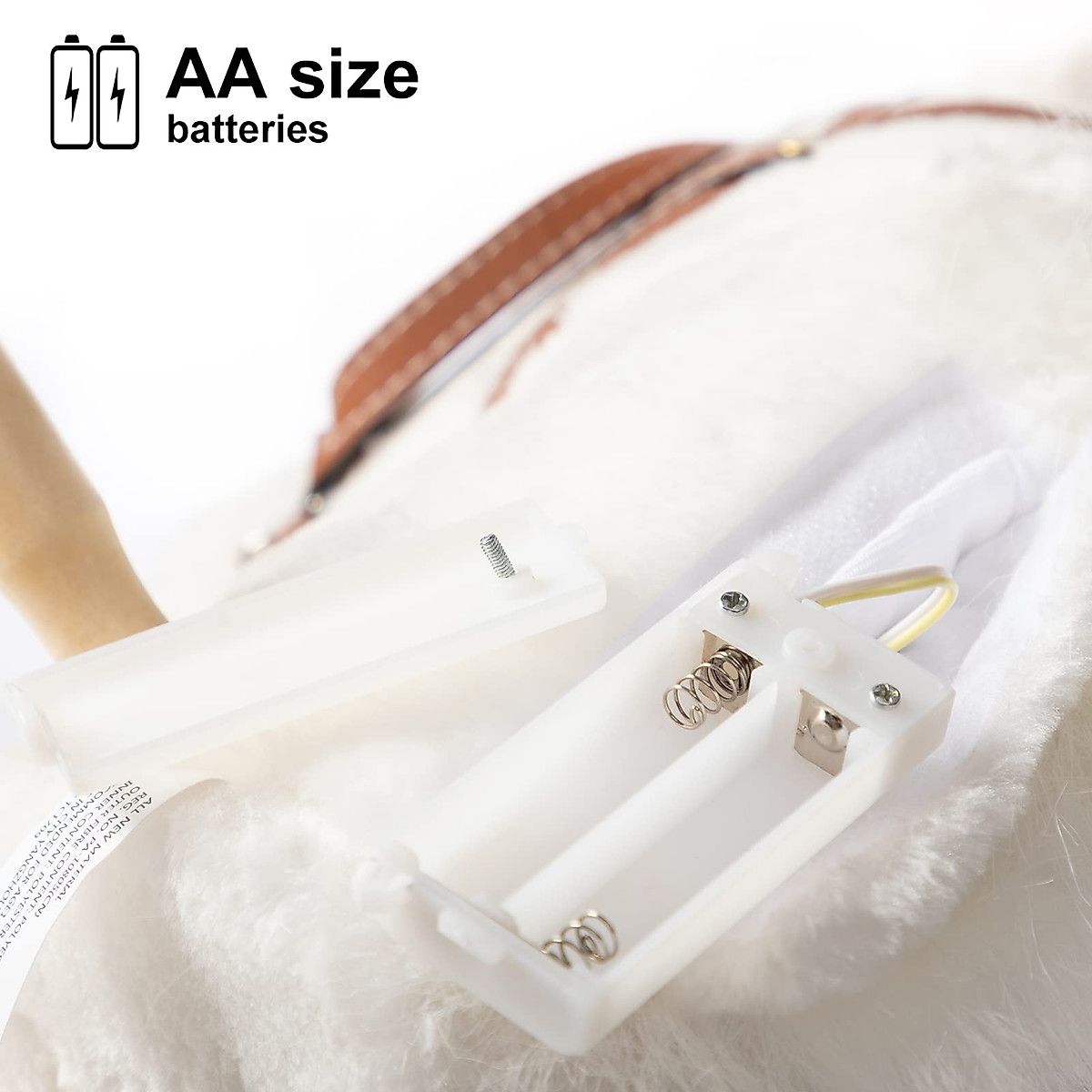 HollyHOME Stick Horse Plush Handcrafted Hobby Horse on a Stick with Wood Wheels Real Pony Neighing and Galloping Sounds for Kids Toddlers White 36 Inches(AA Batteries Required)