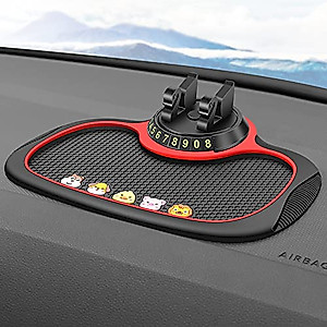 KRAOIKK Multifunction Car Anti-Slip Mat Auto Phone Holder, Dashboard Phone Mount for Car, Portable Cell Phone & Mp3 Player Speakers & Audio Docks, Phone Sticky Grip Phone Mount for Car (Red)